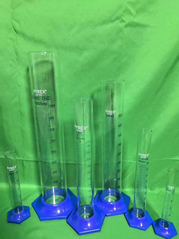 PYREX Graduated Cylinder, 10ml 25ml 100ml 250ml 500ml 1000ml Plastic ...