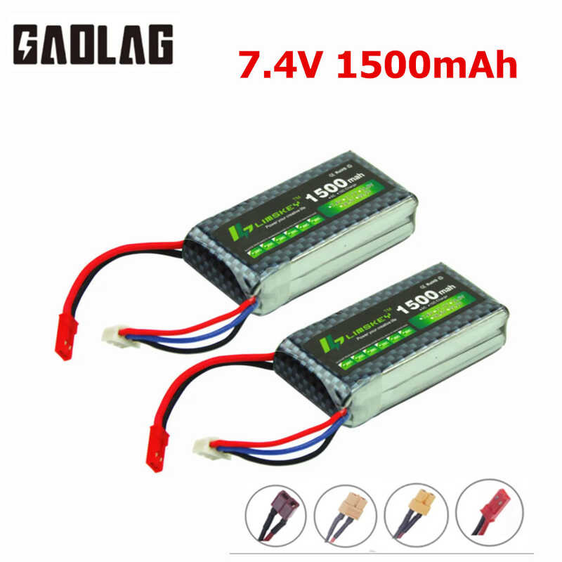 7.4V 1500Mah Lipo Battery For RC Car Boat Drone Helicopter Parts 2S Lithium 7.4V Battery With 5 ...