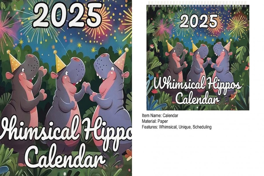 BABY Colorful Monthly Planner Cute Cartoon Calendar 2025 Cute Hippo ...