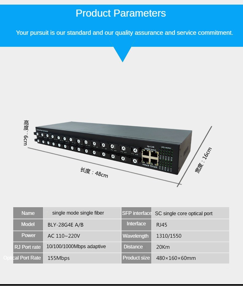 10m 28SFP+4RJ45 Single Mode Single Fiber Optical Fiber Switch | Shopee ...