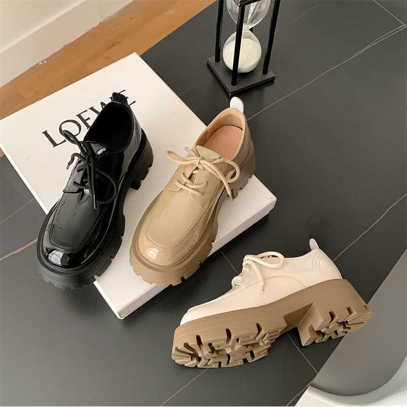 0A Spring Single New British Style Academy Small Thick Sole Lacquer ...