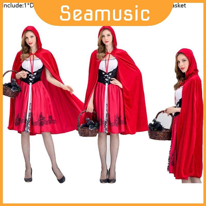 Women Halloween Enchanting Cosplay Witch Sorceress Dress Inspired By Little Riding Red Hood ...