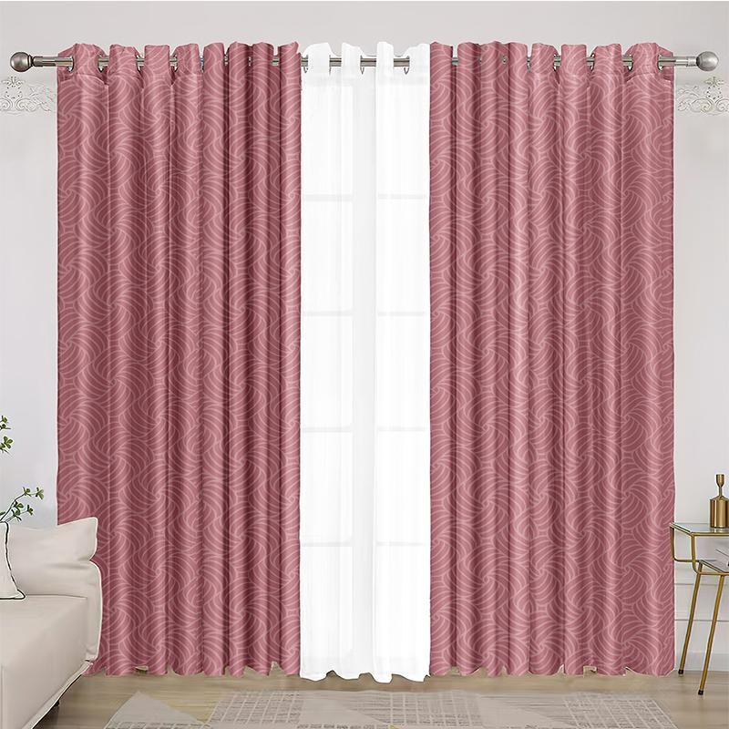3in1 set Plain Printed Design Elegant Ring Curtain Bed Living Room ...