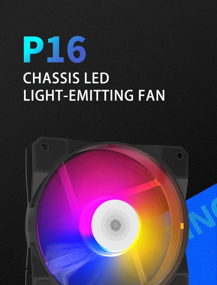 TEUCER P16 RGB FAN 120mm Pc Computer Case Fan Rainbow Heatsink 4PIN ...