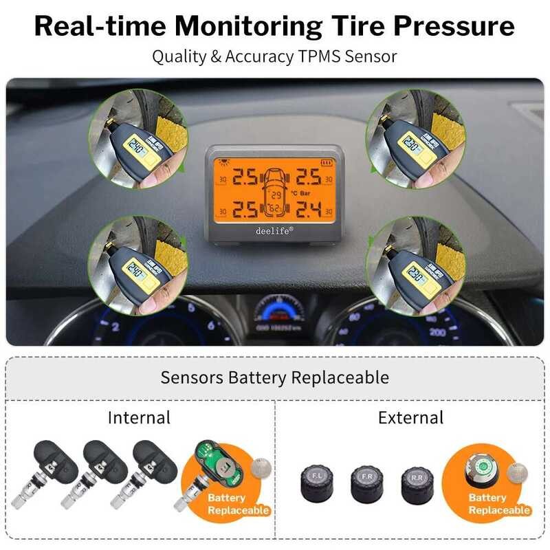 TS Deelife Solar Tyre Pressure Monitoring Control System With 4 Wheel ...