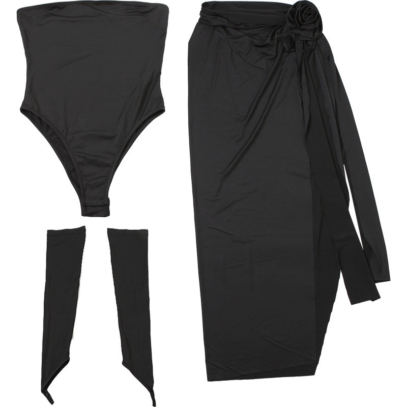 DUNEA Women's Sexy Off-shoulder Bodysuit & Split Skirt Set | Shopee ...