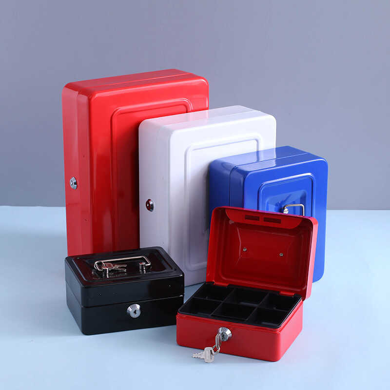Protable 1 Key Locker Safe Home Shop Steel Mini Money Box Security Cash ...