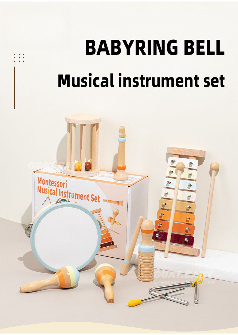 Kids Wooden Musical Instruments Set Montessori Percussion Educational ...