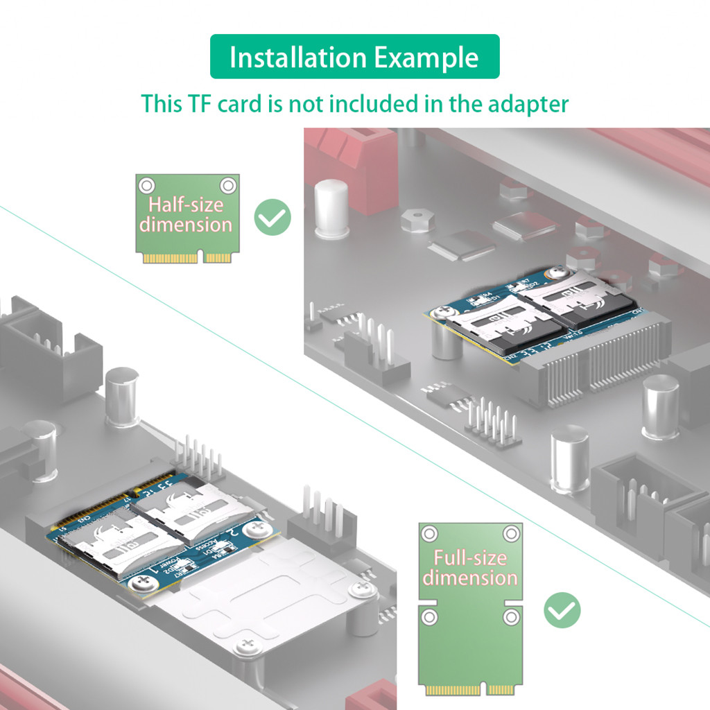 Dual Micro SD Card TF Card to Mini PCI-E Adapter With Metal Extender ...