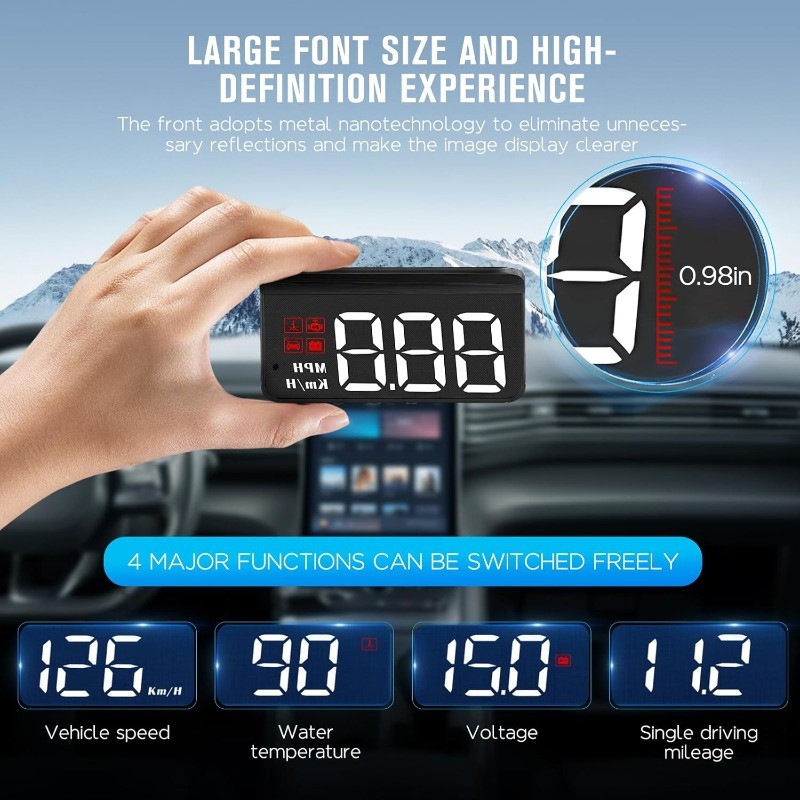 M3 Car HUD Universal Head Up Display Portable OBD2 Speedometer Voltage ...