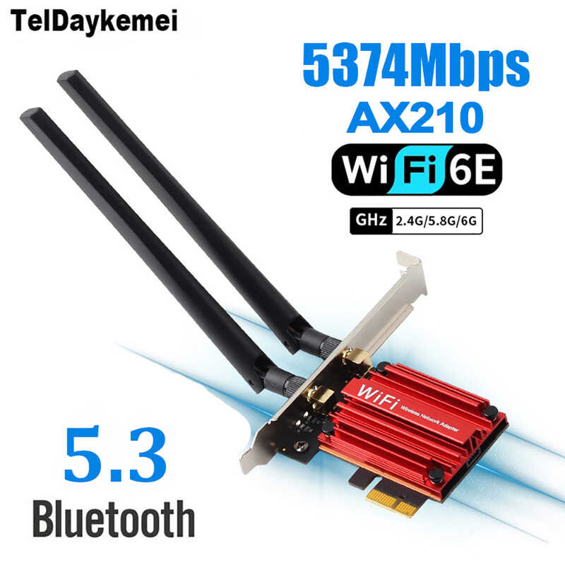 5374Mbps Bluetooth 5.3 WIFI 6E PCIE Adapter Ax210 Tri Band Wireless ...