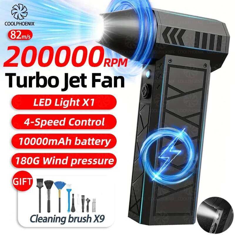 Fans 200000Rpm Mini Jet Fan Electric Air Duster Adjustable Wind Speed ...