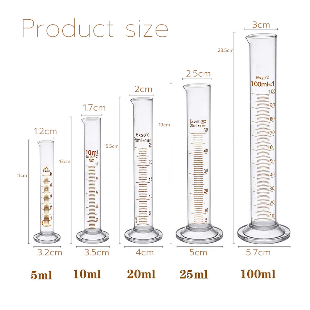 Glass Measuring Cylinder 5ml/10ml/25ml/50ml/100ml Laboratory Measure Tube | Shopee Philippines