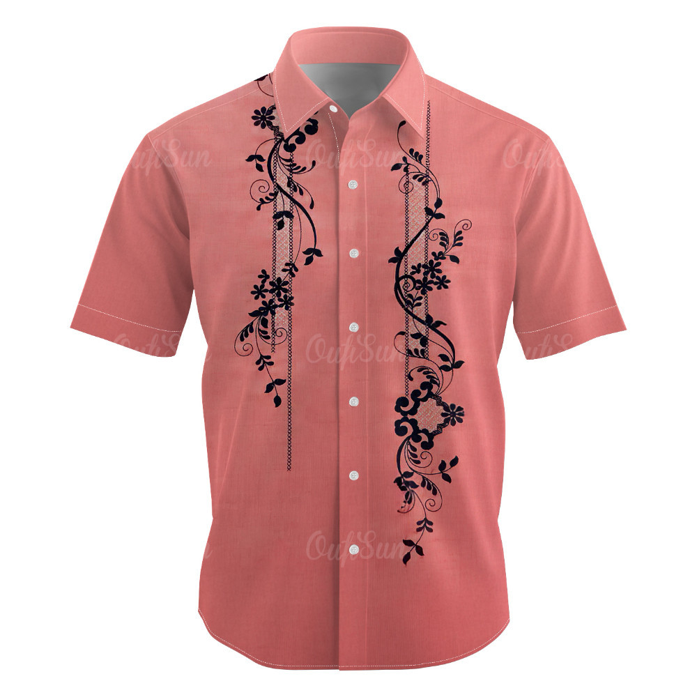 2025 Men's Summer Repair Ethnic Shirt Philippine Clothing Lapel Button ...