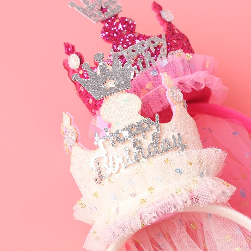 Happy Birthday Headband Crown Crown Sequins Decoration Children's ...