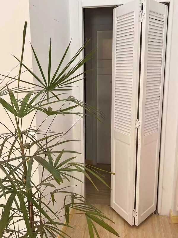 Shanghai Zhanchao solid wood louver folding sliding partition doors ...