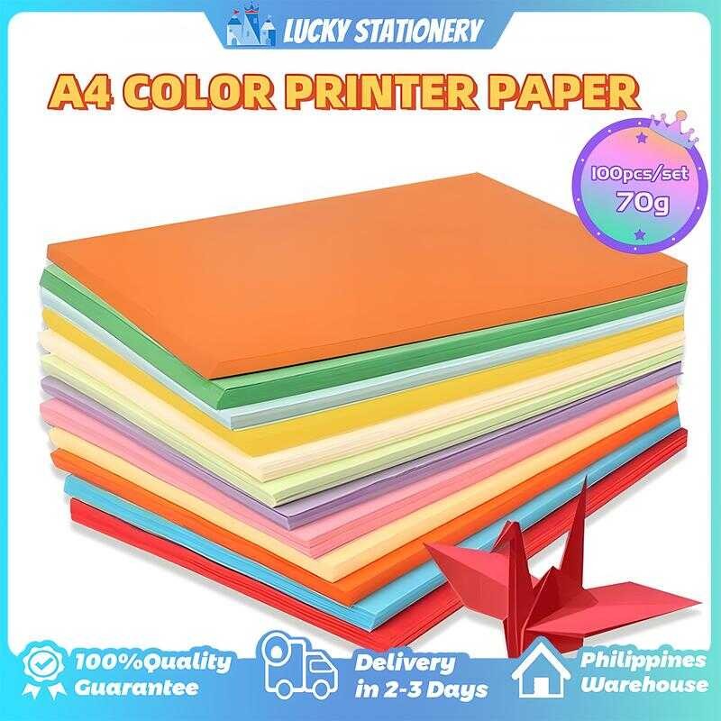 100Pcs Colored Paper A4 Size Color Sheets School Supplies Art Material ...