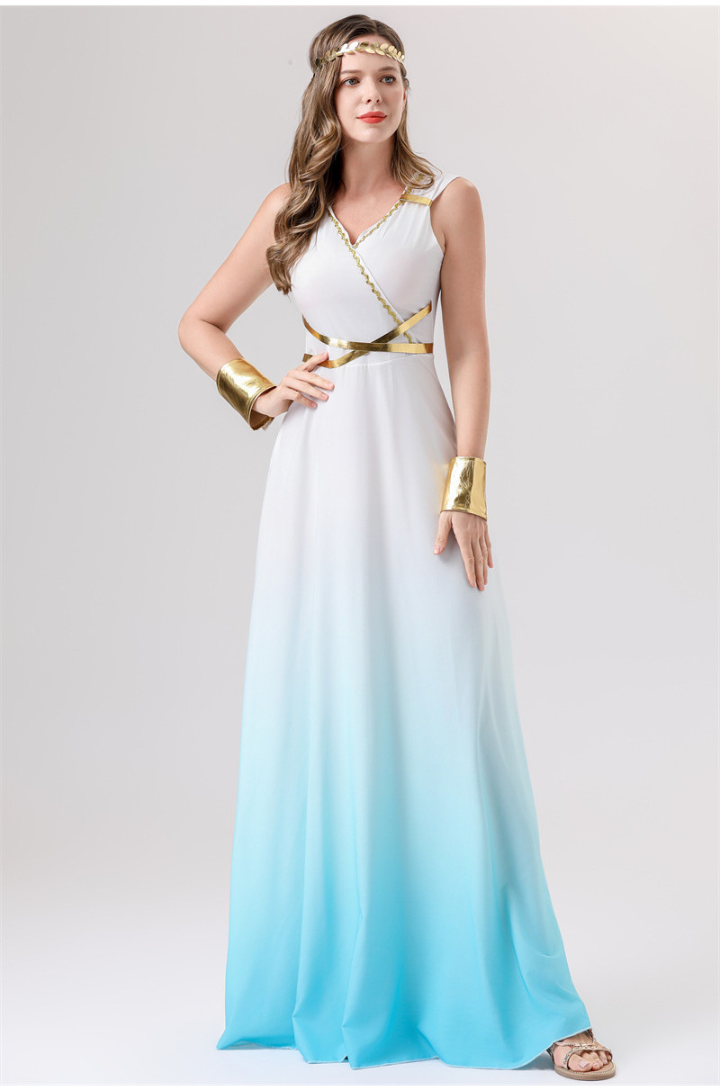 Halloween Cosplay Ancient Egypt Costume Long Dress Egyptian Queen Greek ...