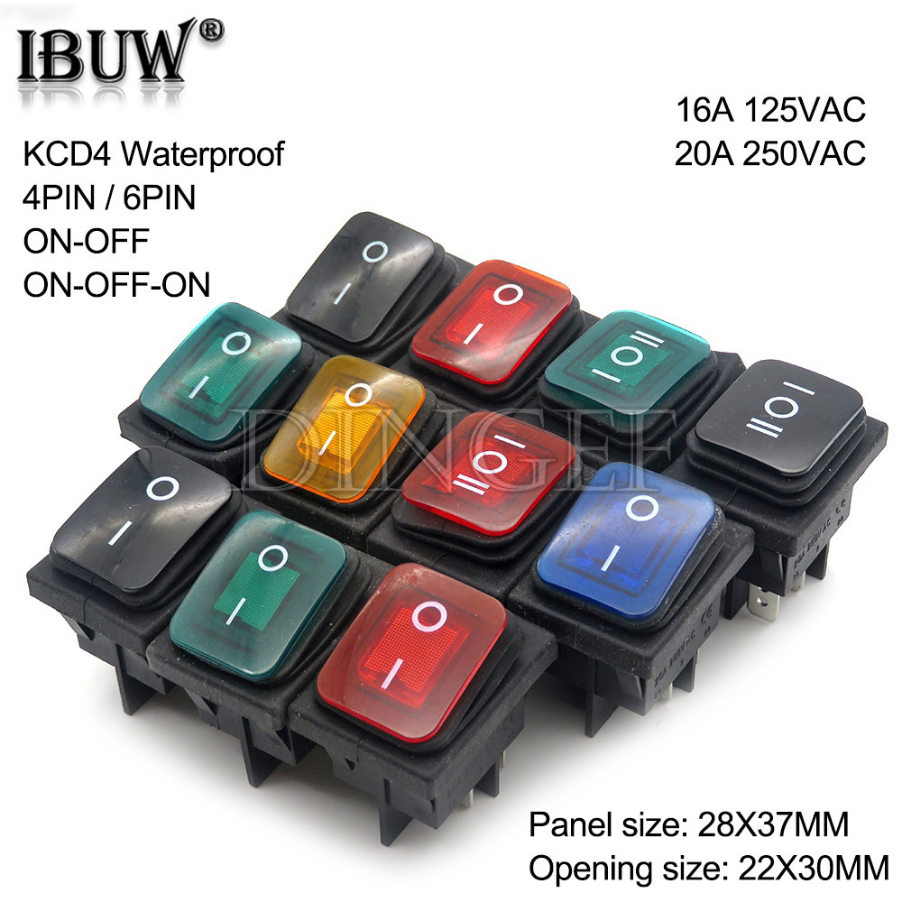 1PCS Waterproof Latching Rocker Toggle Switch 4PIN 6PIN 2 / 3 Position ...