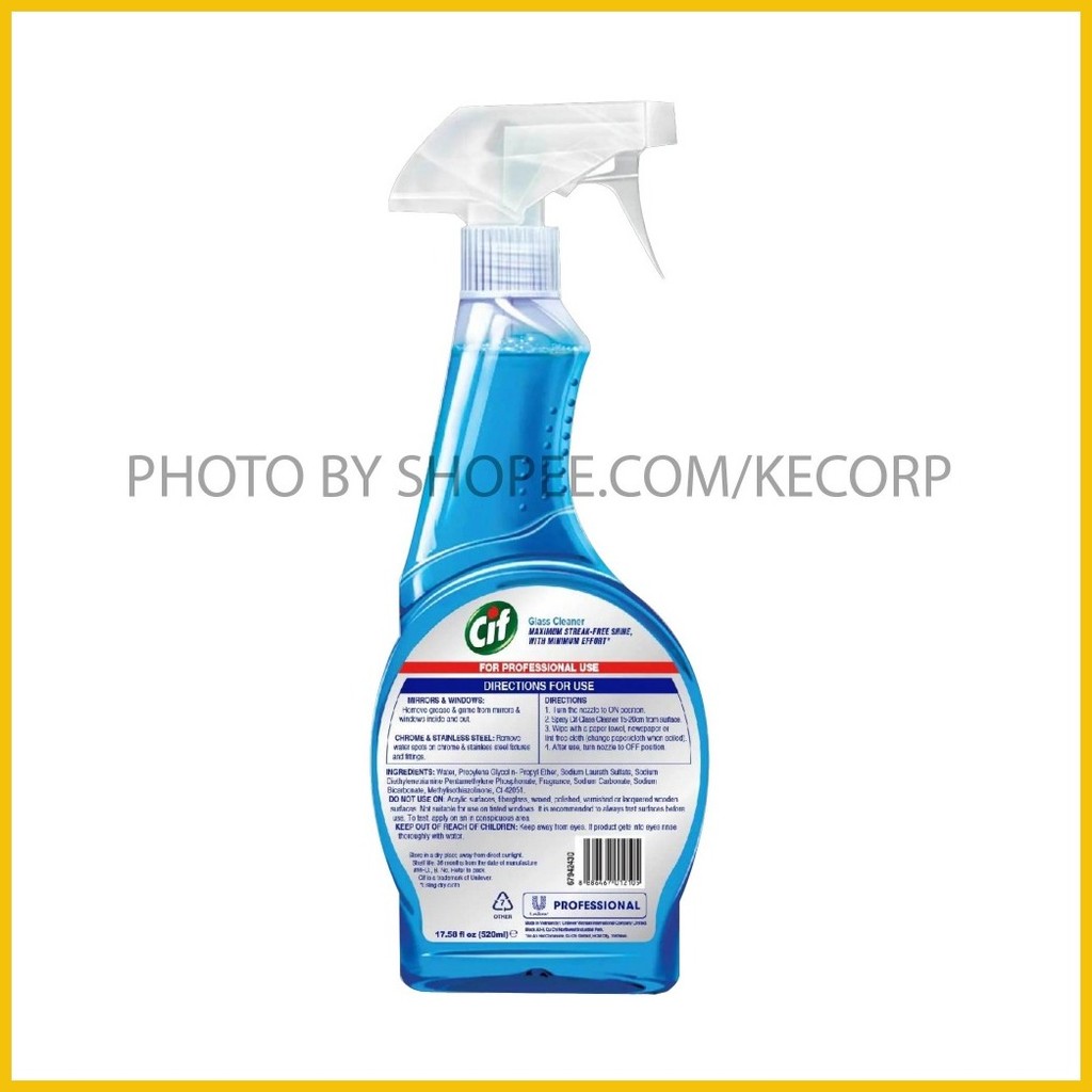 ⊕ CIF Professional Glass & Stainless Steel Cleaner Steak-Free Shine ...