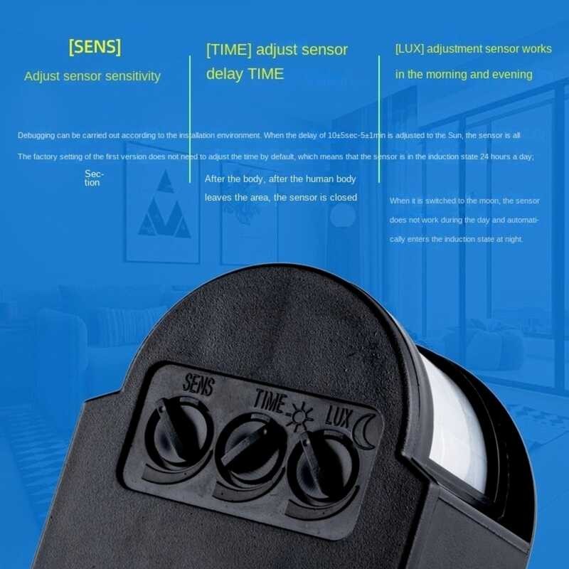 220V/110V 12V PIR Movement Detector Automatic Infred Wall Mount Timer ...