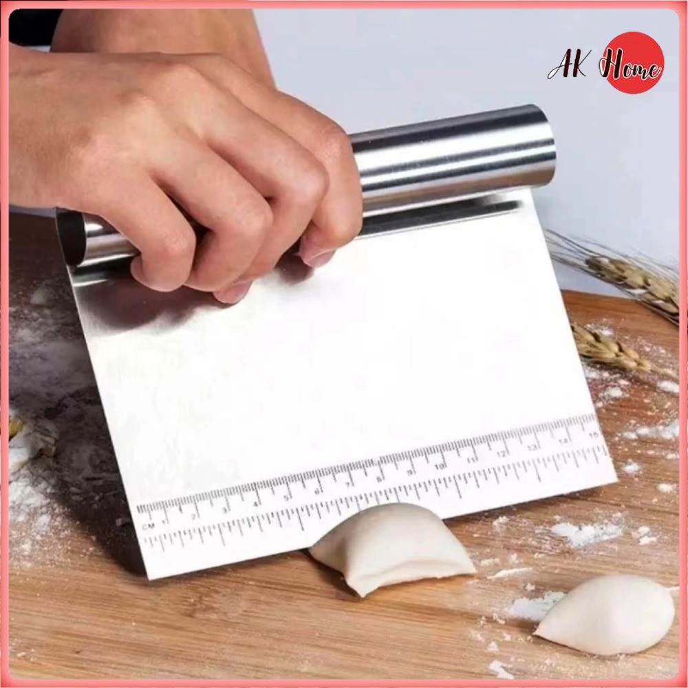Stainless Steel Dough Cutter Scraper Baking Smoother Cake With Measure ...