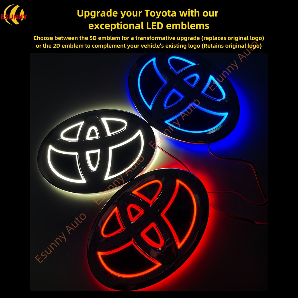 Toyota 5D & 2D Car LED Emblem Logo Badge Light - Fits Front or Rear ...