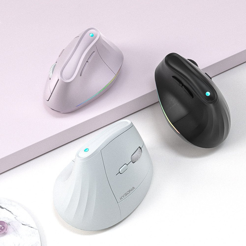 Wireless Bluetooth Vertical Mouse Dual-Mode Mute Button 4000DPI Gaming ...