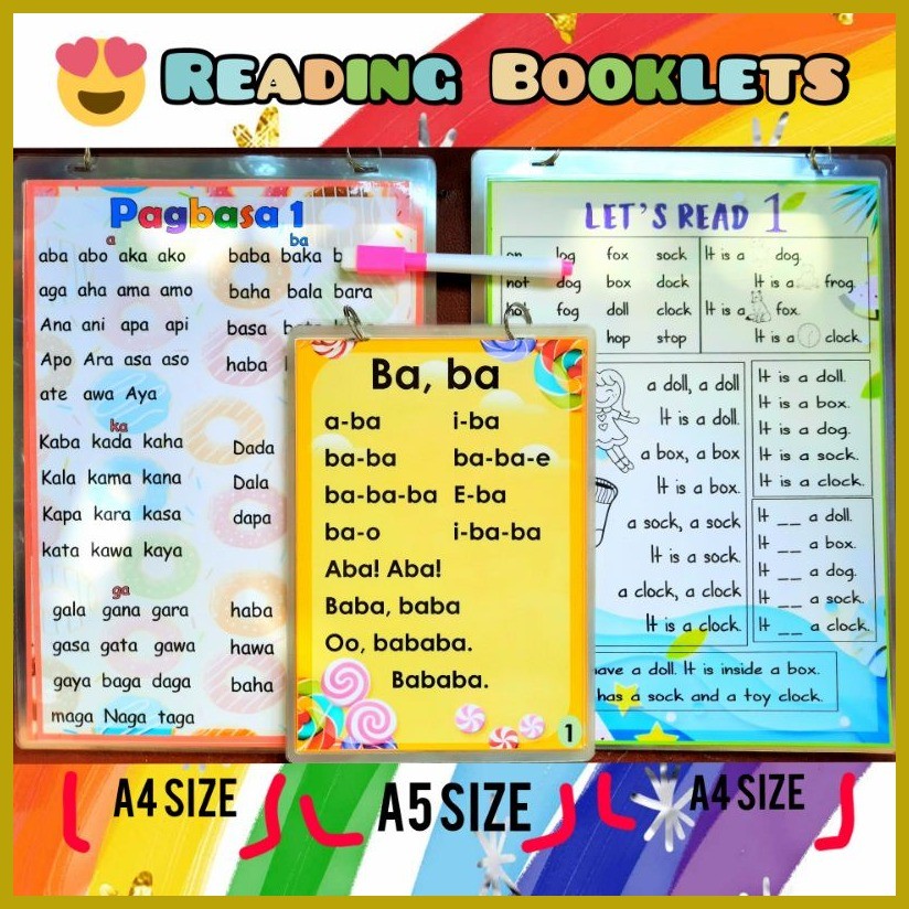 LAMINATED READING PAGBASA CHARTS BUNDLE RING BIND SET (ENGLISH OR ...