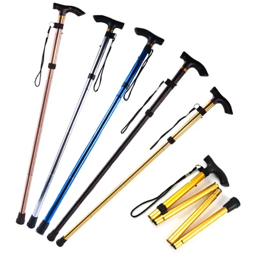 Multifunction Walking Stick Trekking Poles Telescopic Fold Crutches ...