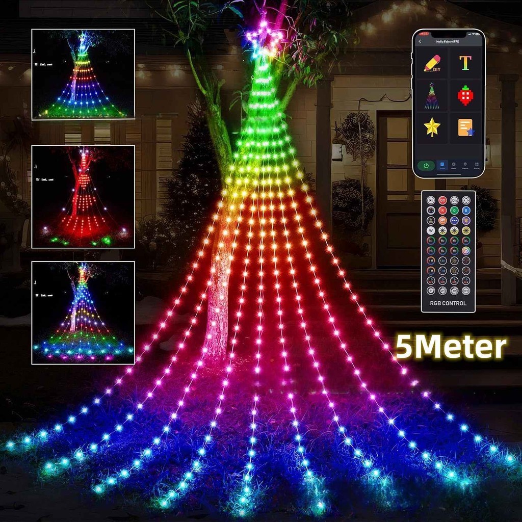US Plug White Smart Christmas Tree String Light with Star Topper ...