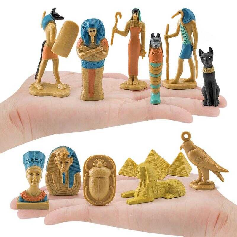 12Pcs ☆ Egypt Myth Queen Sphinx Pyramid Miniatures Egyptian Gods ...
