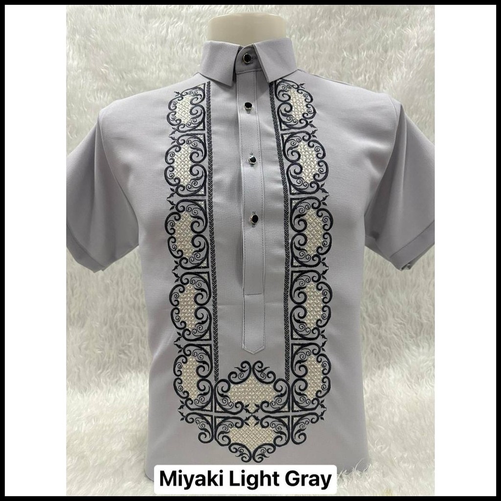 Polo Barong Short Sleeves Miyaki Fabric | Shopee Philippines