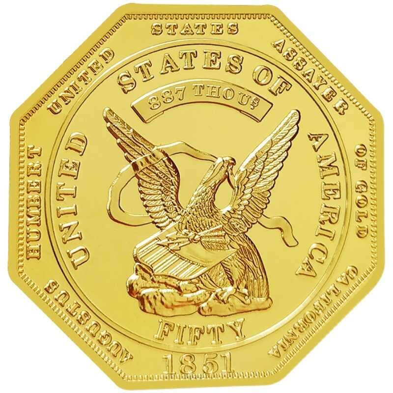 New Product 1851 American Humbert Octagonal Craft Coin Gold Plated ...
