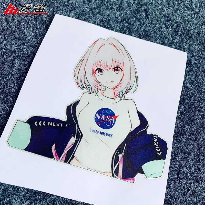 Car Anime Girl Cartoon JDM Reflective Rear Window Fuel Tank Cap ...