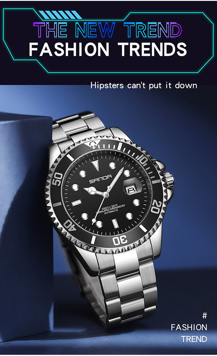 SANDA Successful Men's Sparkling Charm Automatic Mechanical Watch ...