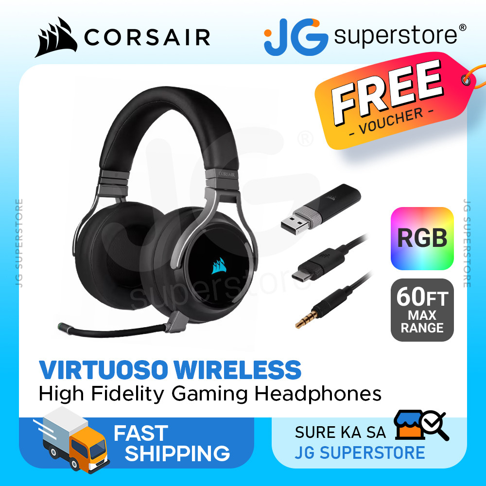 CORSAIR Virtuoso RGB Wireless Gaming Headset w/ Detachable Microphone ...
