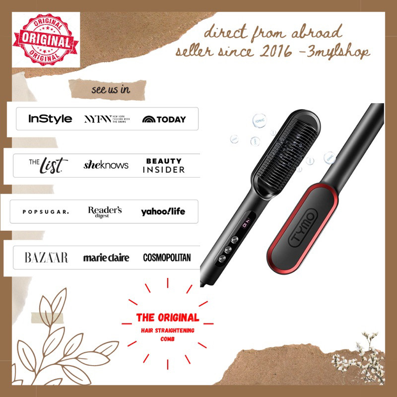 TYMO RING PLUS Ionic Hair Straightener Comb & Iron with Nano Titanium ...