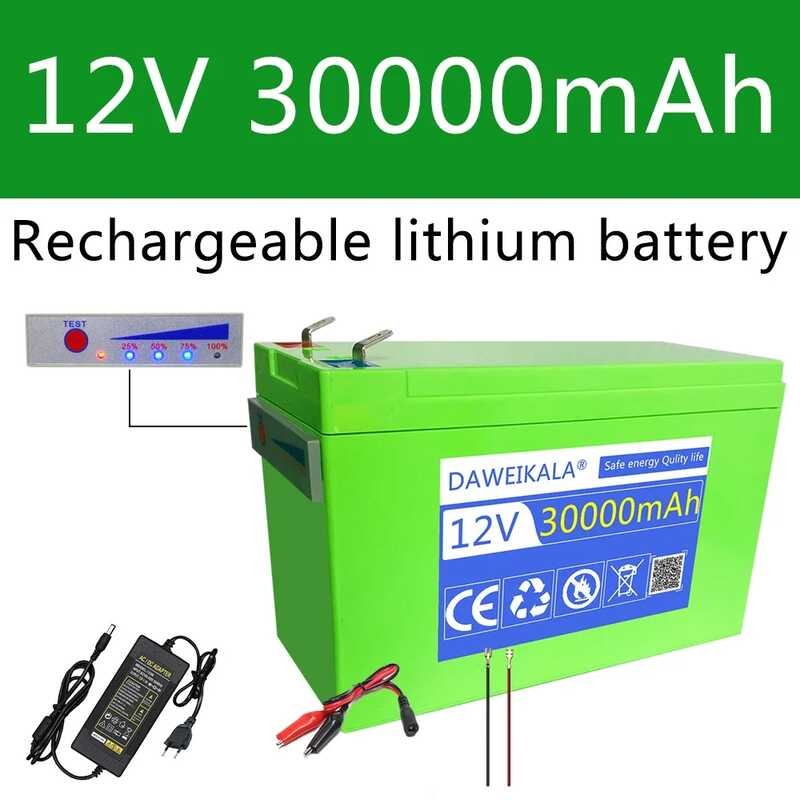 12V Battery 30Ah Built-In High Current 30A BMS 18650 Lithium Battery ...