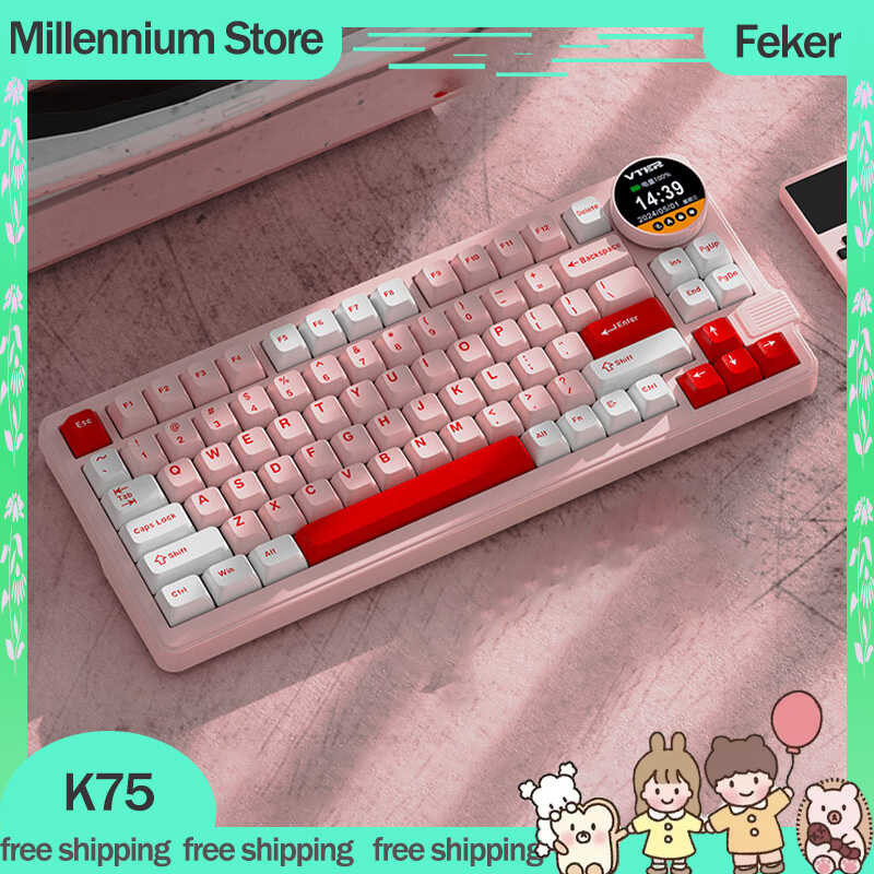 K75 Feker Gaming Nical Keyboard 3Mode 2.4G Bluetooth Wireless Keyboard ...