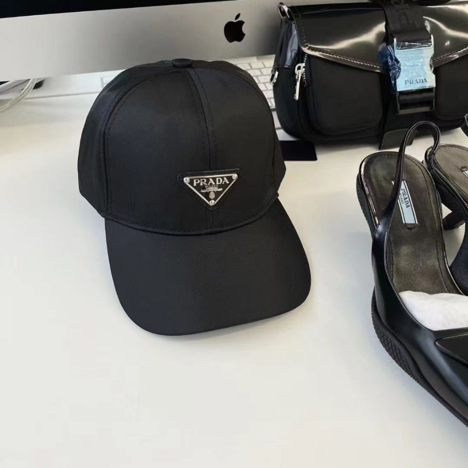 PRADA P Classic Inverted Triangle Oxford Fabric Baseball Cap Peaked Cap ...