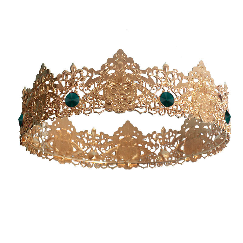 Men's King Alloy Big Crown Royal Baroque Rose Golden Prince Crown ...