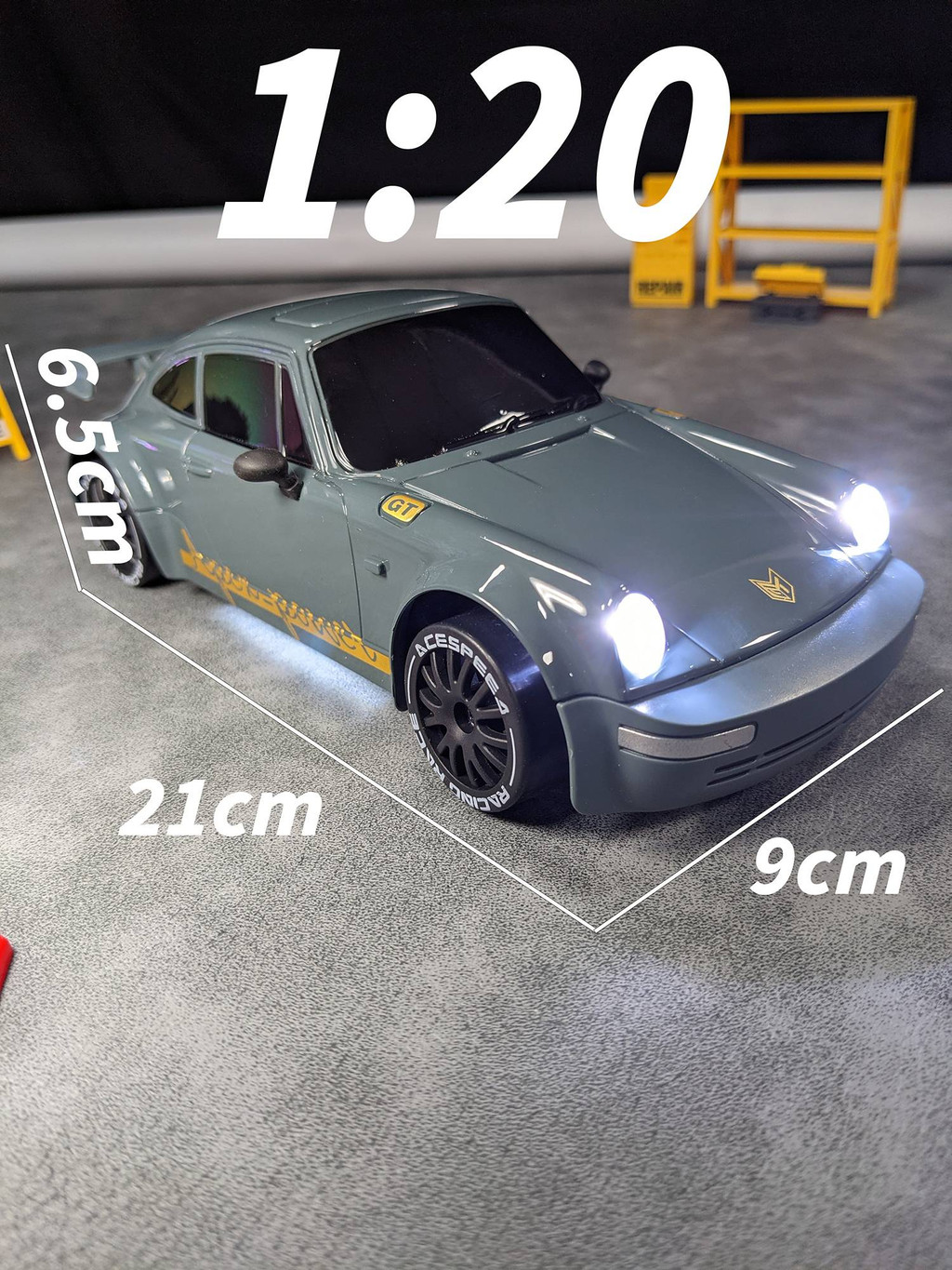 1/20 4WD RC Drift GTR Car Sports Car Full Scale Air Force Gray Model Remote Control 911 Car ...