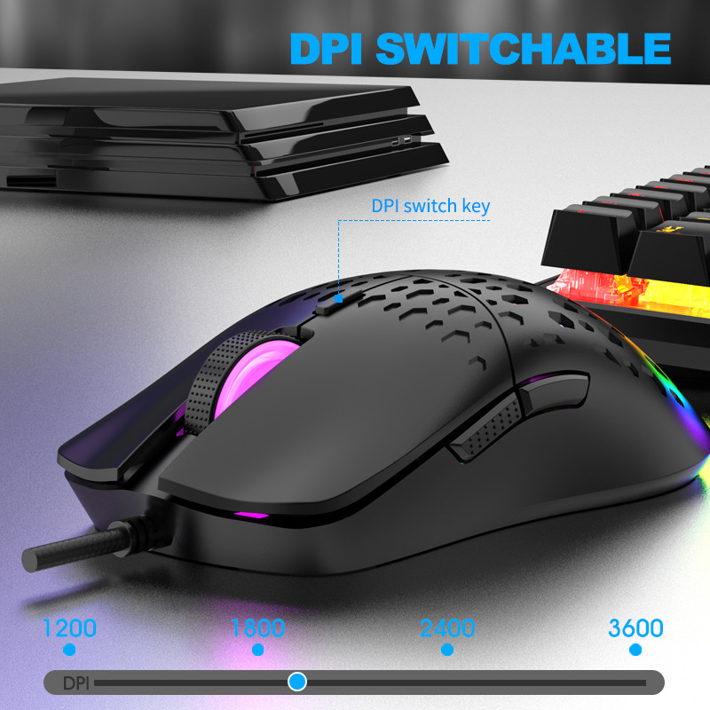 METMI x Raiku G701 RGB Wired Gaming Mouse - Honeycomb Shell Design 4 ...