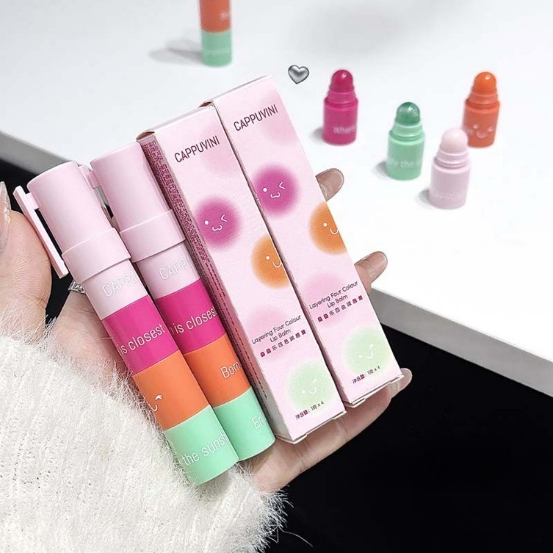 4-color Lip Balm Set for Dry LipsMoisturizing Travel-Sized Lip ...