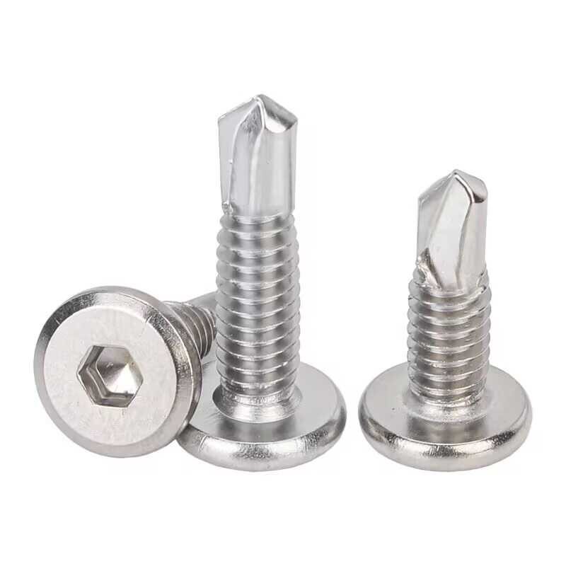 stainless steel 410 flat head hexagonal drill tail self drilling self ...