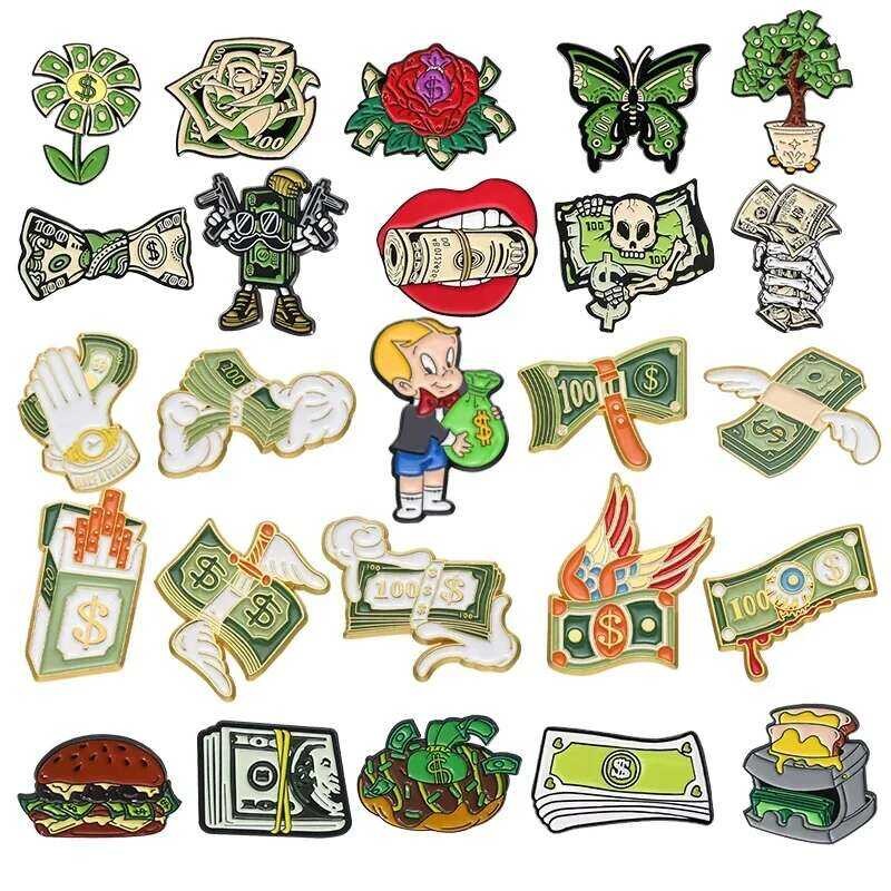 Enamel Creative Series Pins Custom Banknote Bills Money Badge Clothes ...