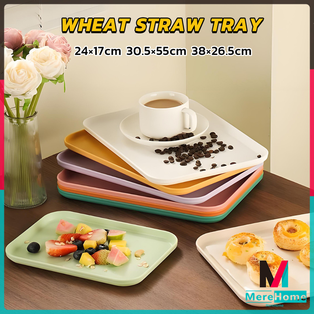 3 Colors Wheat Straw Tray Unbreakable Lightweight Dinner Dishes for ...