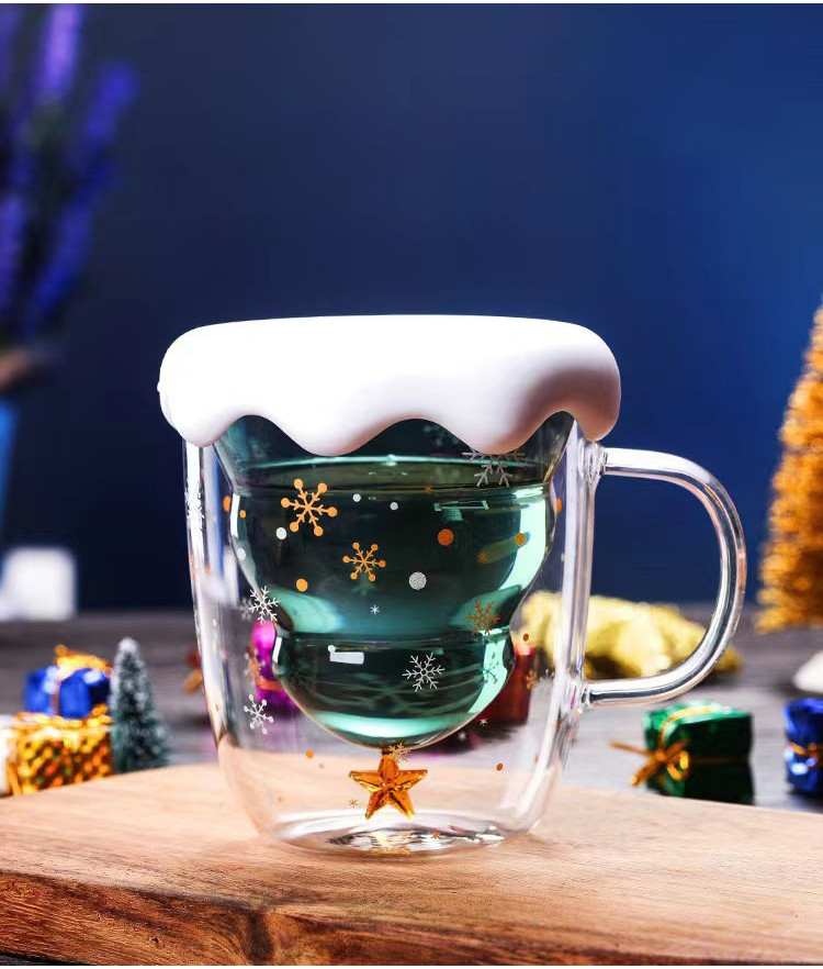 KATELV Christmas Tree Cup Transparent Double Heat Resistant Creative ...