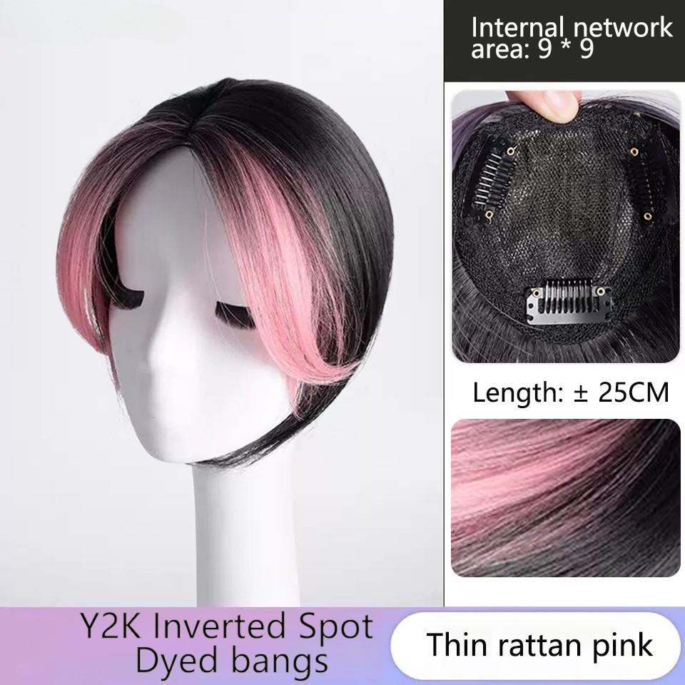 Mid cut bangs wig, hair extension and replacement block, highlight dyed ...